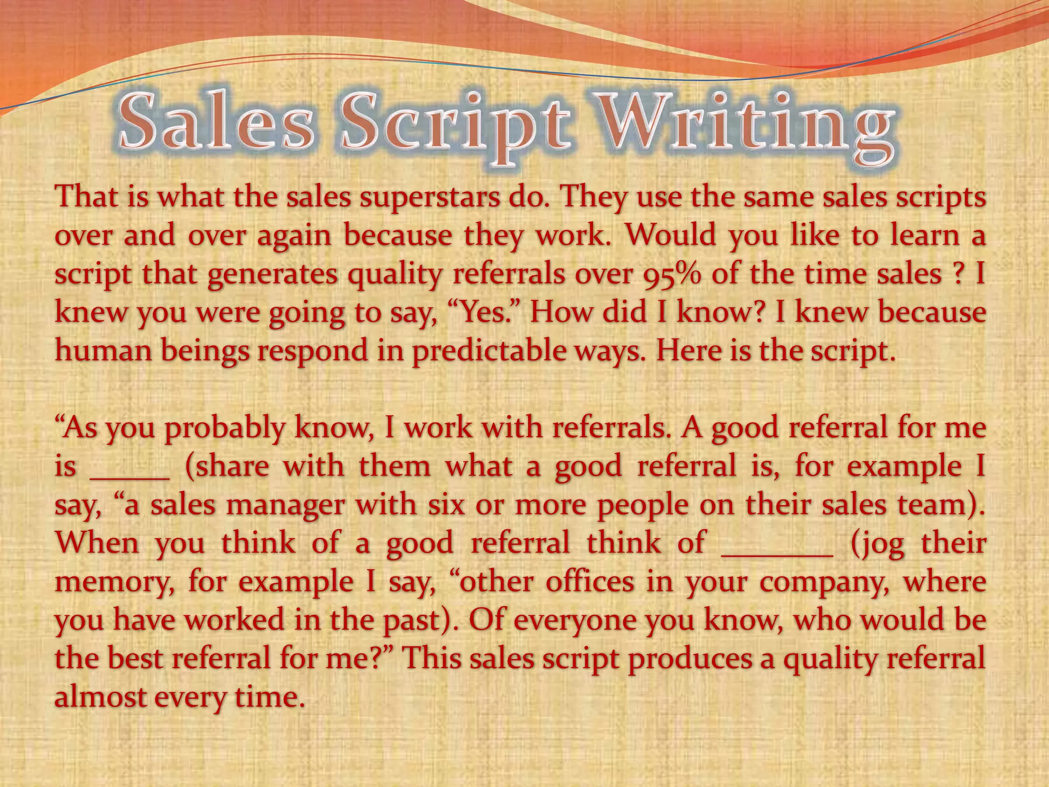 Sales script writing services | PPT