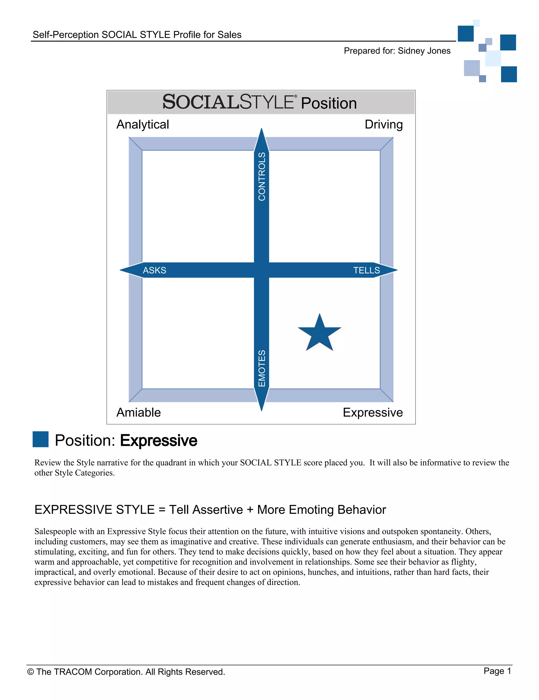 Sales self perception social style & versatility profile | PDF