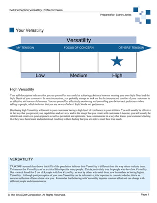 Sales self perception social style & versatility profile | PDF