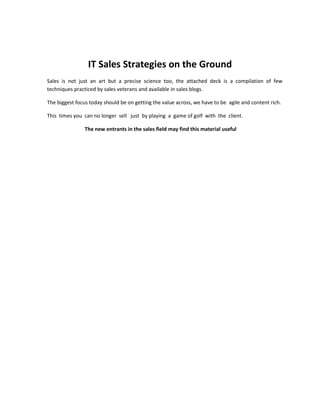 Sales strategies on the ground | PDF