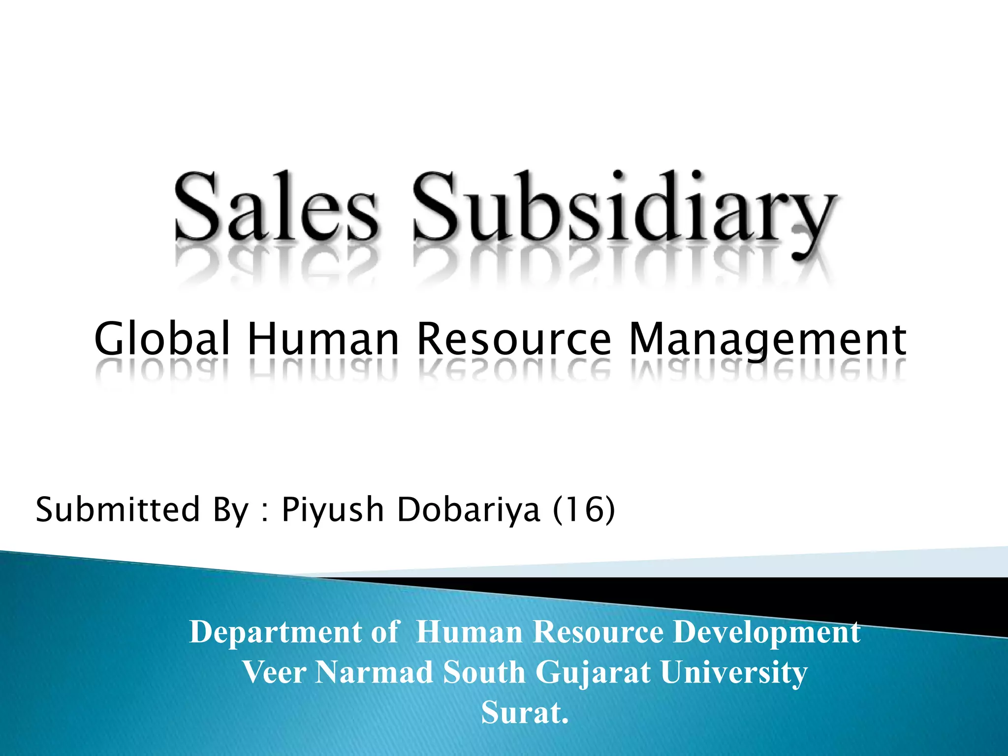 Sales subsidiary ghrm | PPT