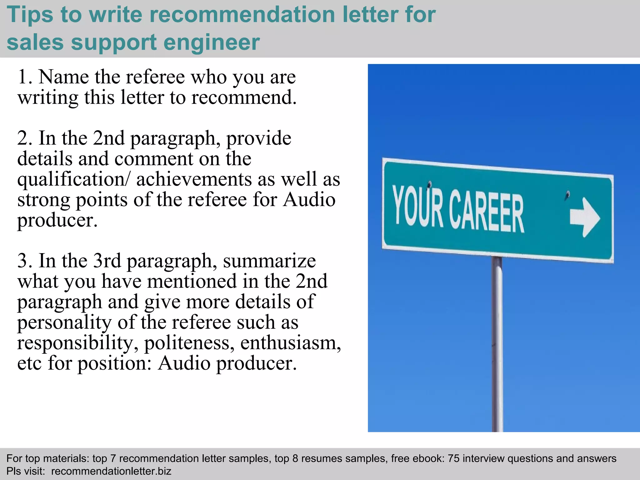 Sales support engineer recommendation letter | PPT