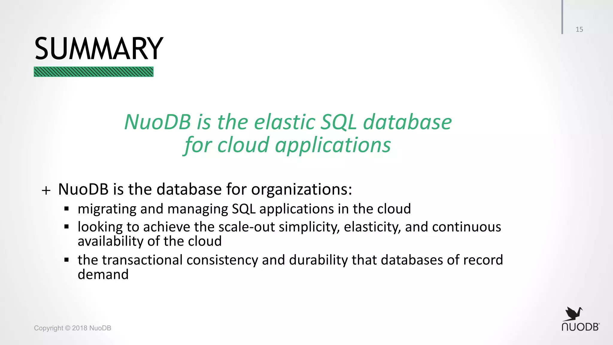 Introduction to NuoDB - March 2018 | PPT