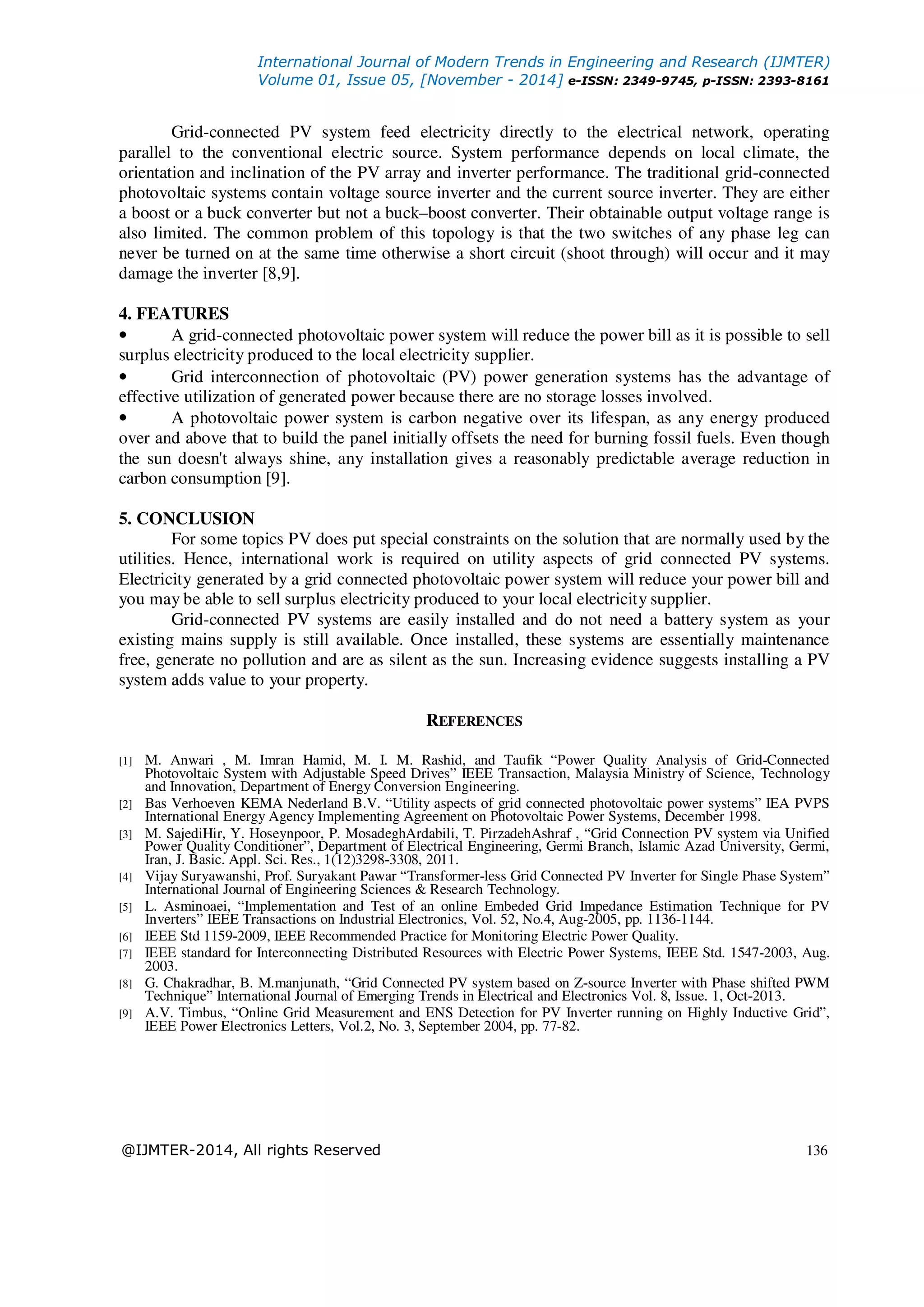 SALIENT FEATURES OF GRID-CONNECTED PHOTOVOLTAIC SYSTEM AND ITS IMPACT ON POWER SUPPLY | PDF