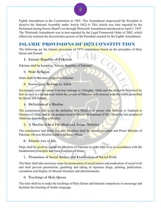 Salient feature of 1973 constitution of pakistan | PDF