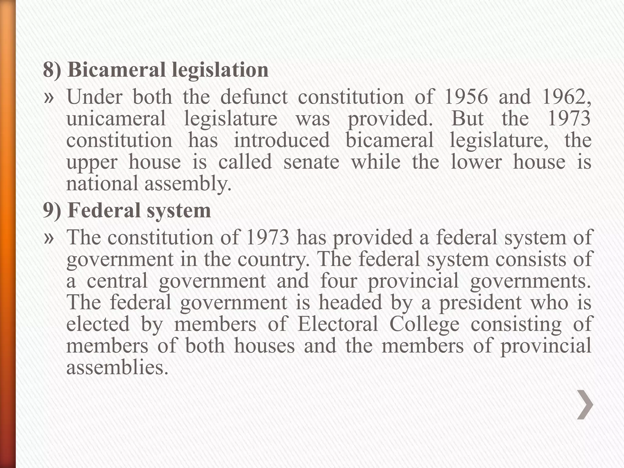 Salient feature of the constitution of 1973 | PPTX