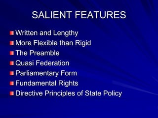 Salient features of the Indian Constitution | PPT