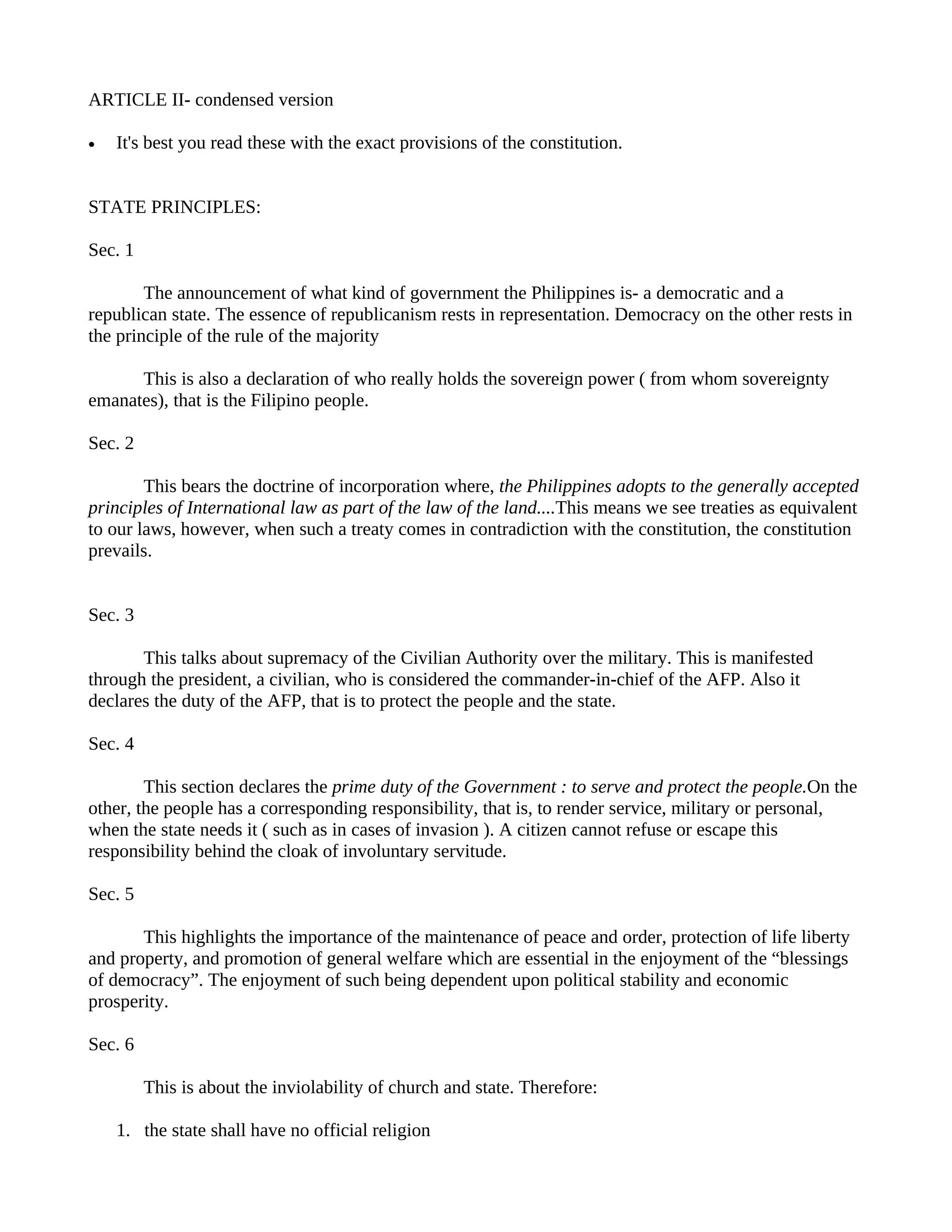 Salient features of art 2 | DOC