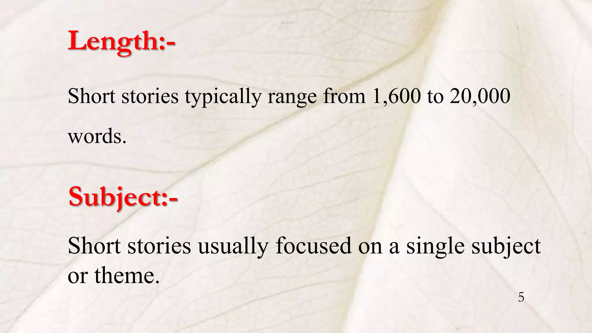 Salient features of a short story | PPTX