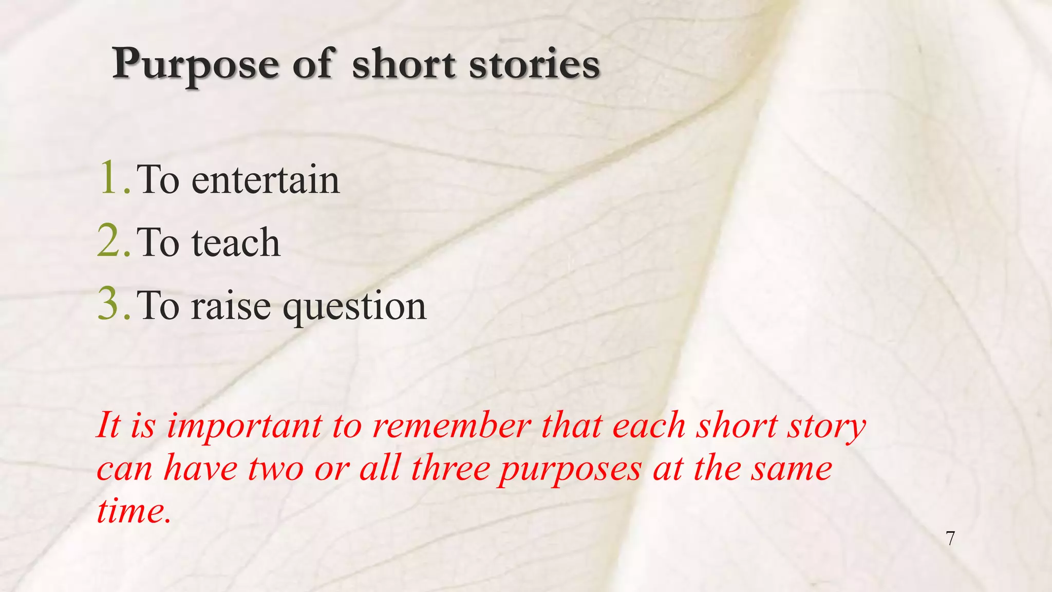 Salient features of a short story | PPTX