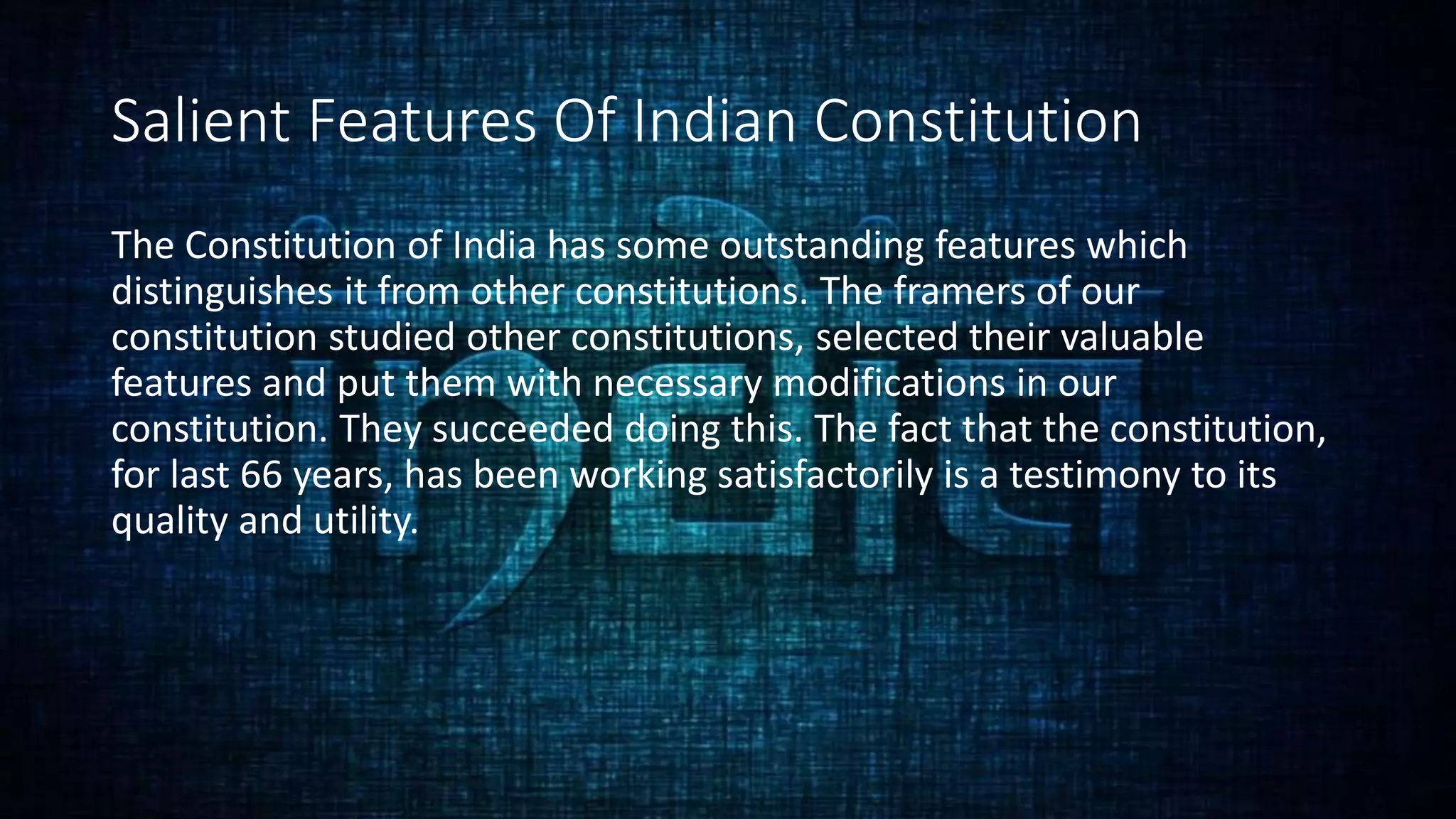 Salient features of indian constitutions. | PPTX