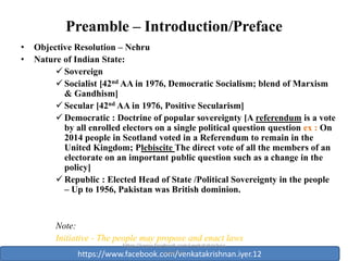 Salient features & Preamble of the Constitution of India | PPTX