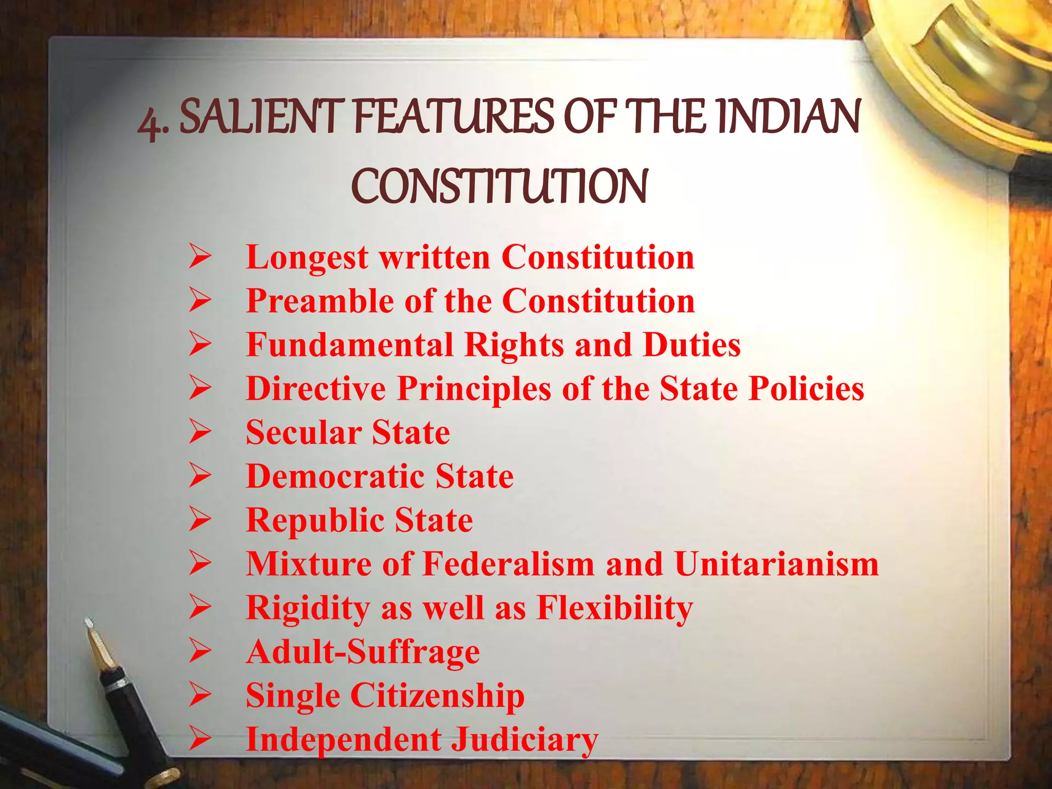 Salient Features of the Indian Constitution | PPTX
