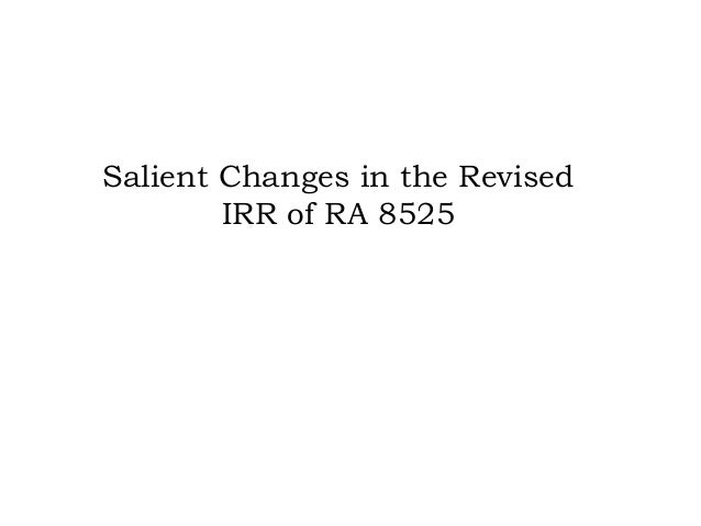 Salient Features Of The Revised Implementing Rules And Regulations Of