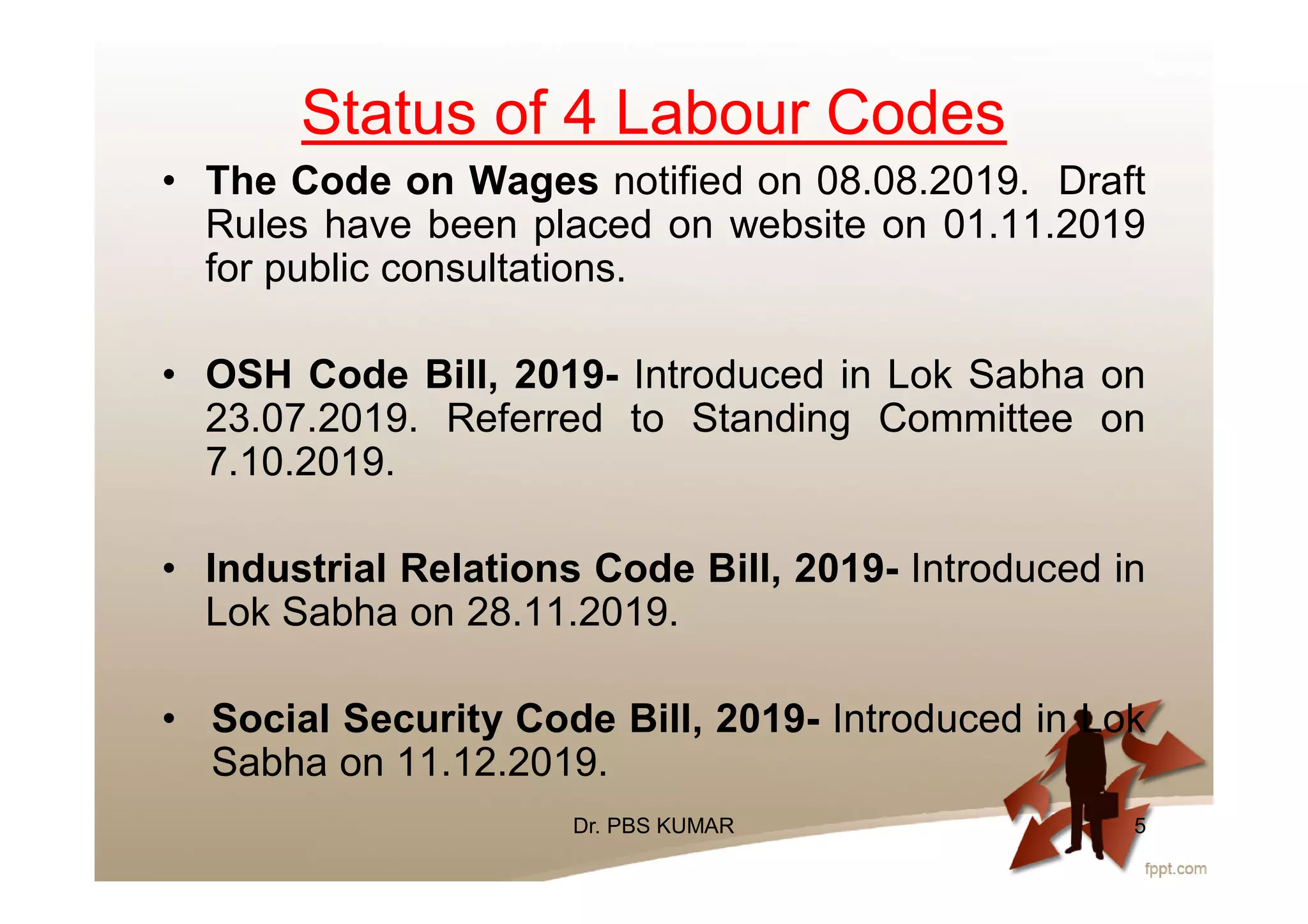 Salient features on all labour codes ppt [compatibility mode] | PDF