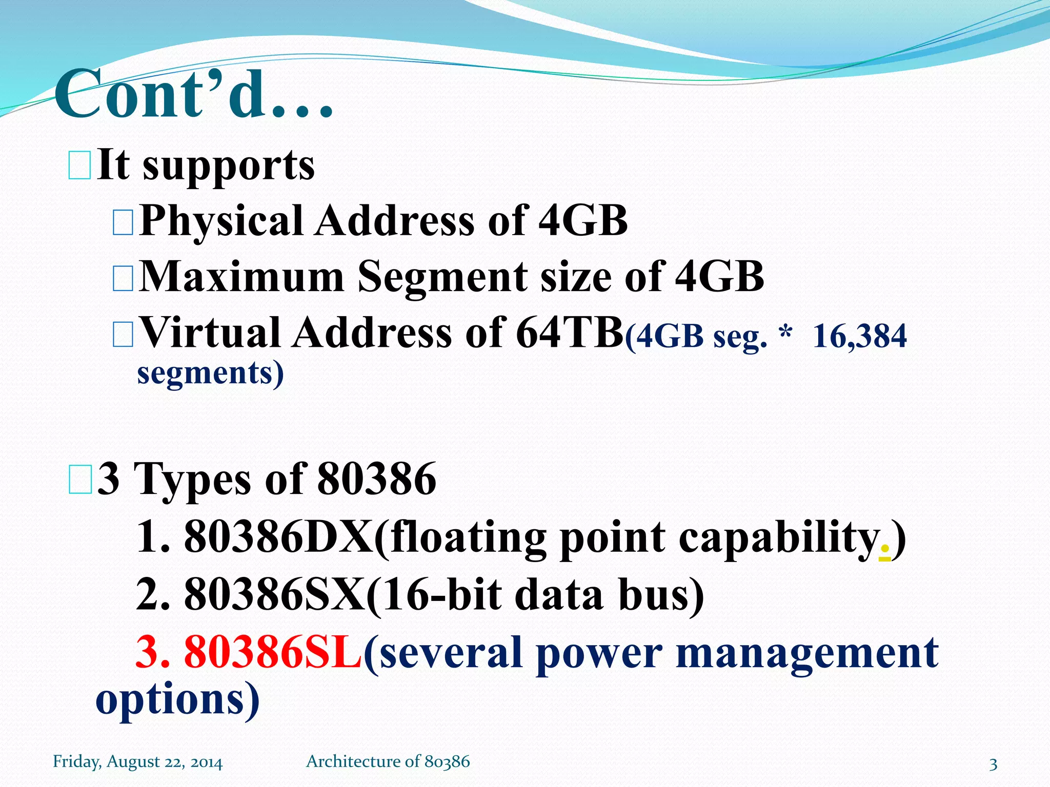 Salient featurs of 80386 | PPTX