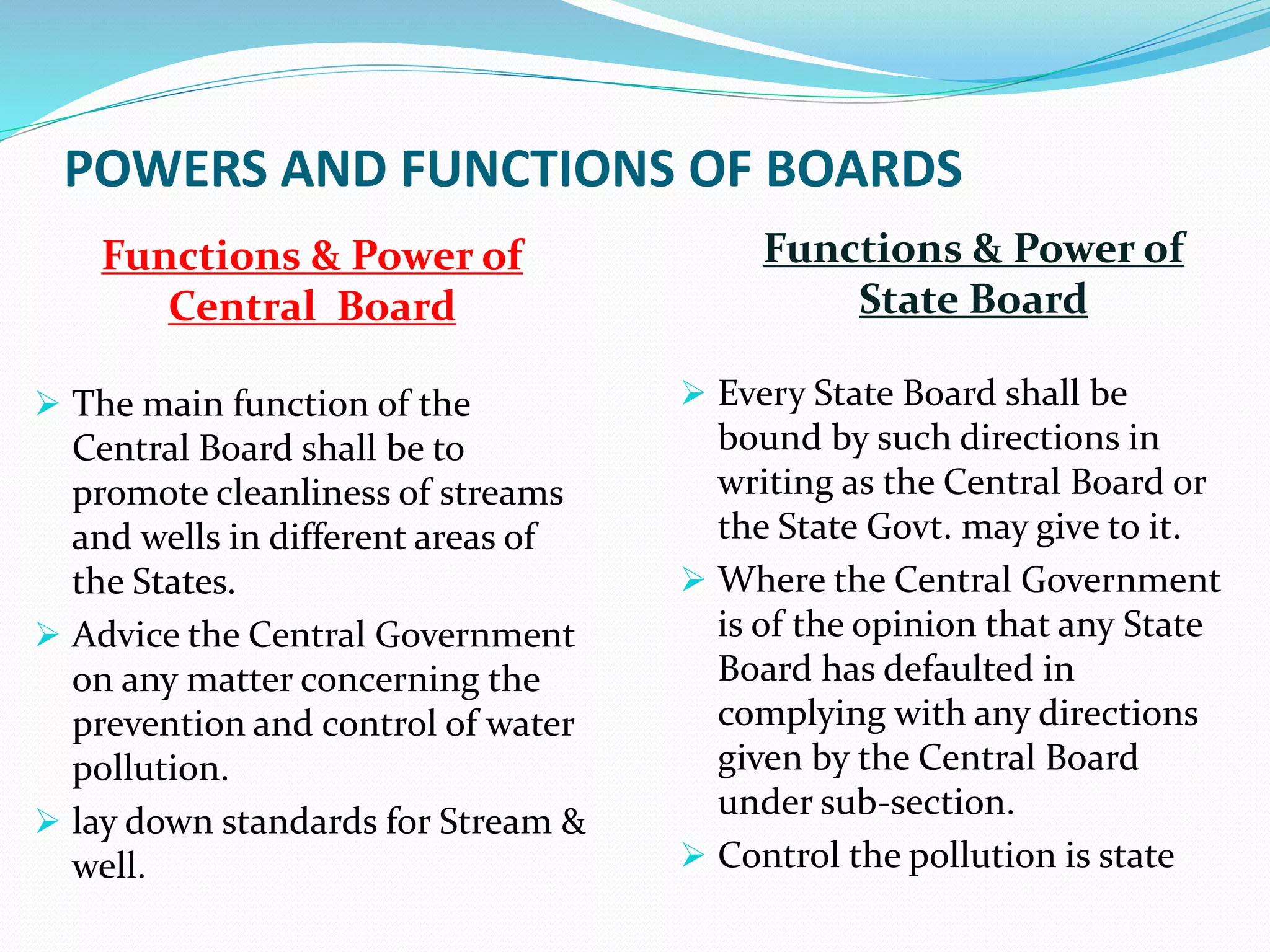 Salient provisions of water act | PPTX