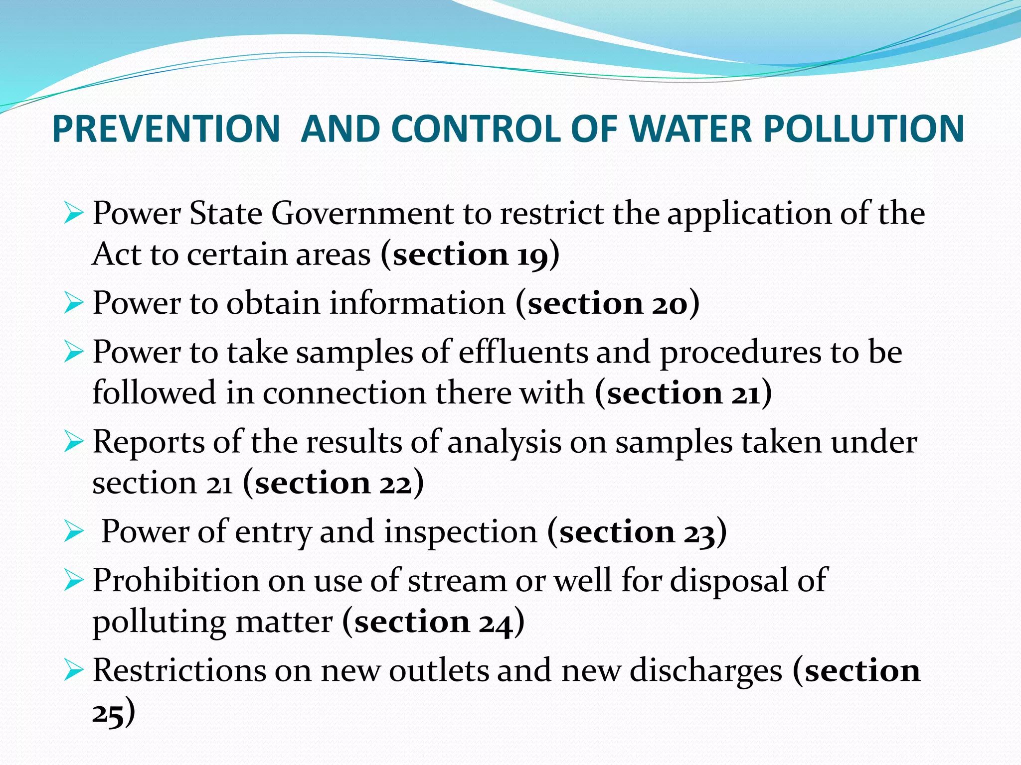 Salient provisions of water act | PPTX