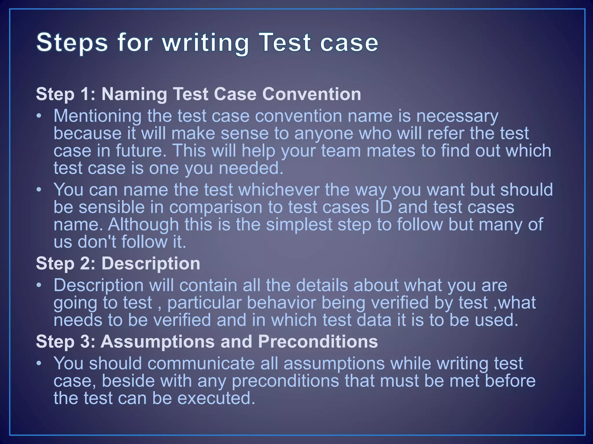 Salient tips for writing effective test cases | PPTX | Computer ...