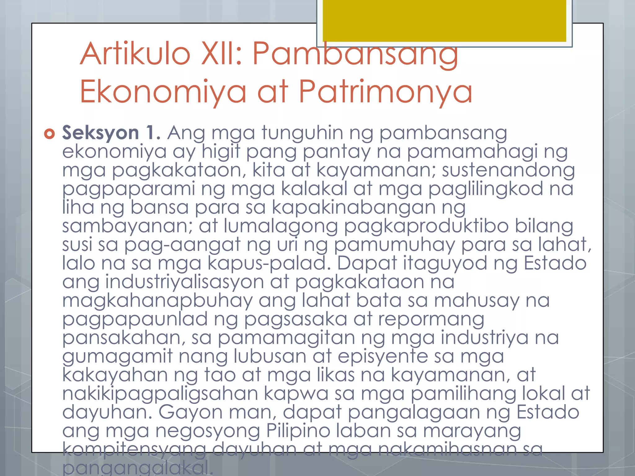 Saligang batas ng pilipinas(1987) | PPTX