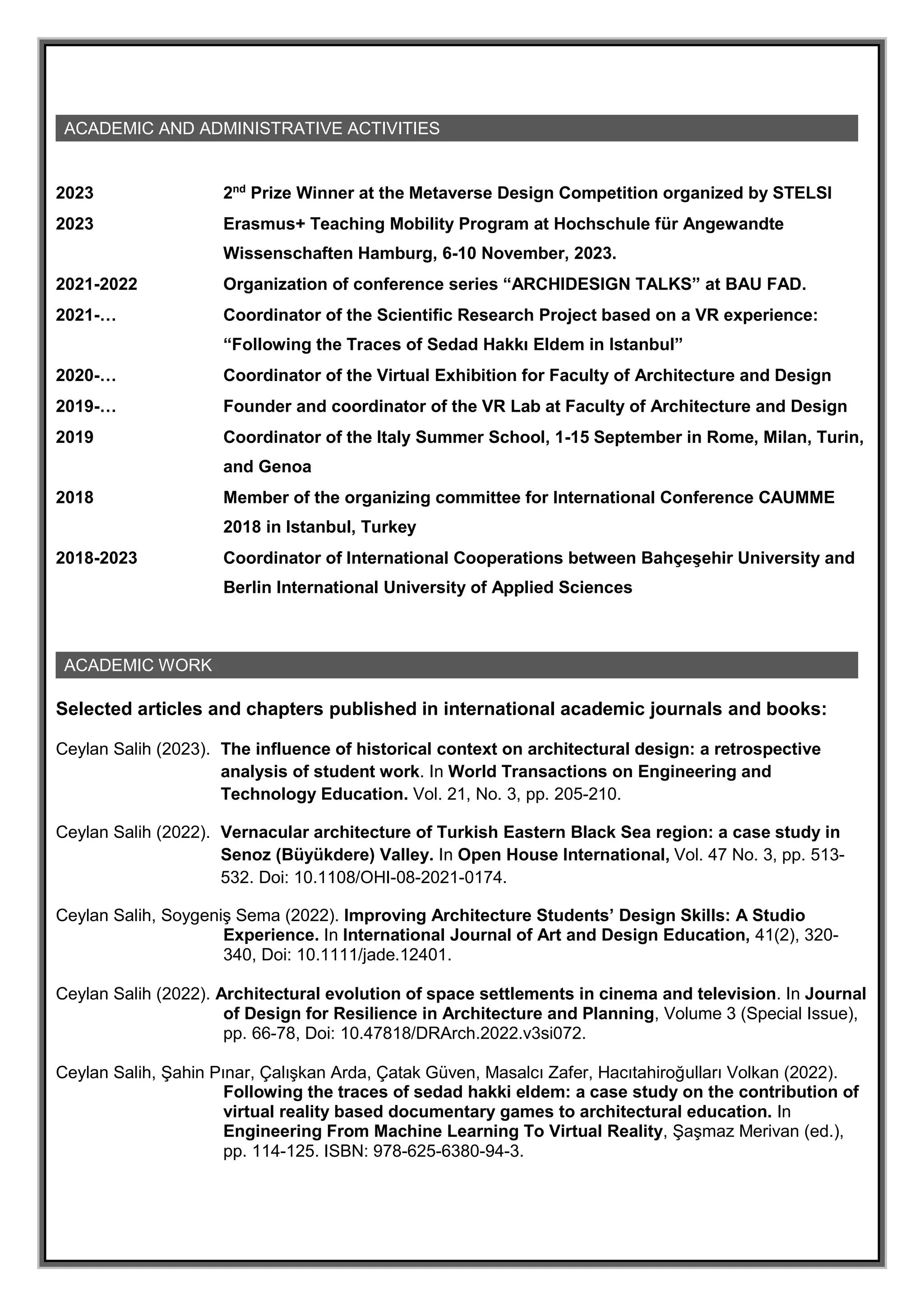 Salih Ceylan: Architect - Academic - Researcher - Educator | PDF