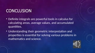 Definite integrals: geometry, properties, applicstion | PPT