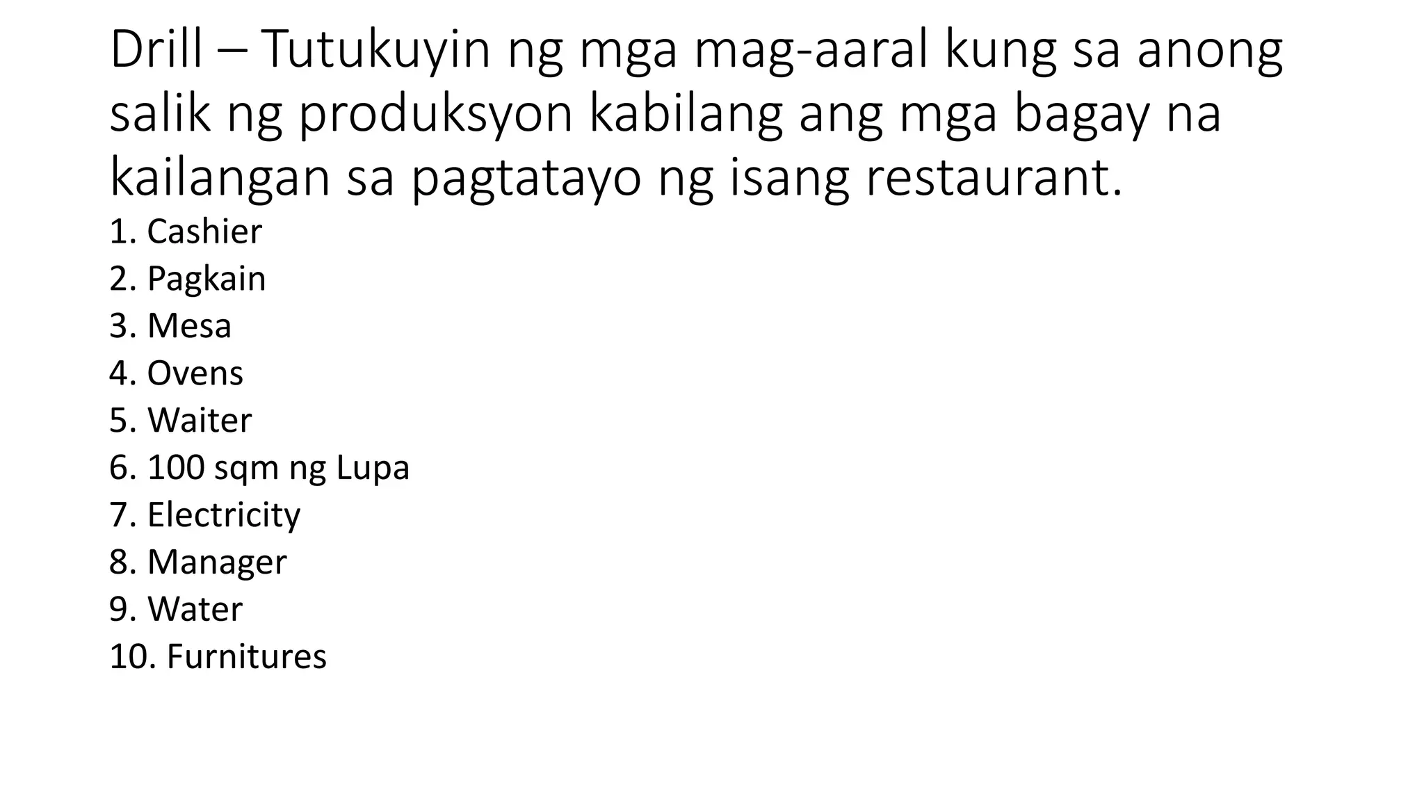 Salik ng Produksyon.powerpoint AP9 QUIZES | PPTX