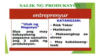 ANG MGA PRODUKSYON AT ANG MGA KONSEPTO NITO | PPT