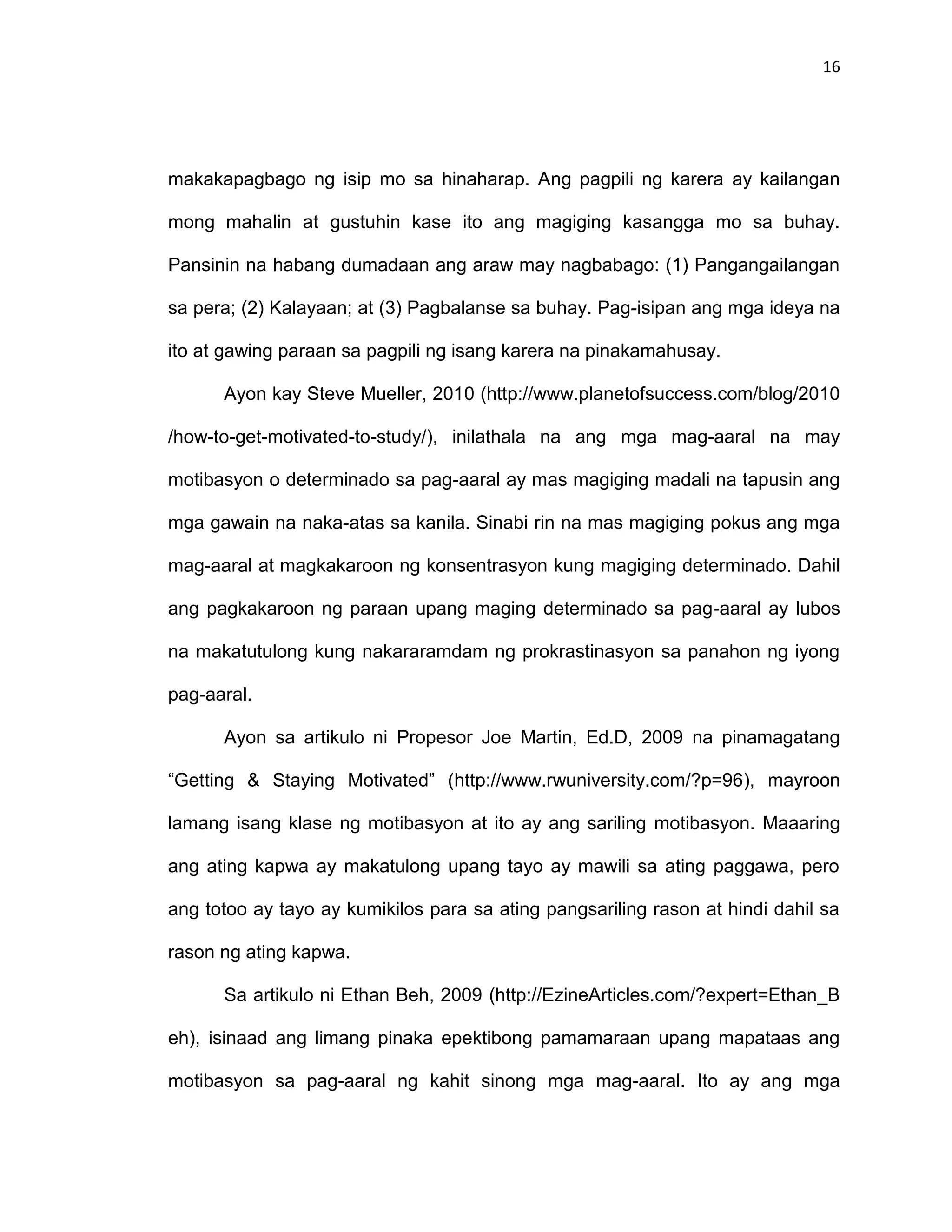 Salik sa Pagkakaroon ng Motibasyon at Determinasyon sa Napiling Kurso ...