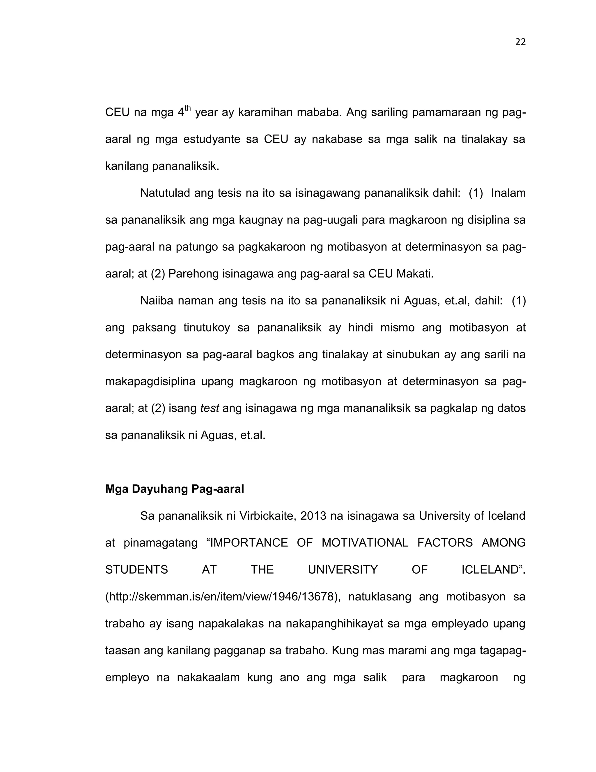 Salik sa Pagkakaroon ng Motibasyon at Determinasyon sa Napiling Kurso ...
