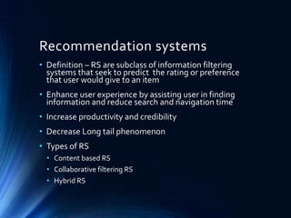 Data Mining and Recommendation Systems | PPTX