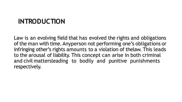 Kinds of liability , general conditions of liability | PPTX | Law