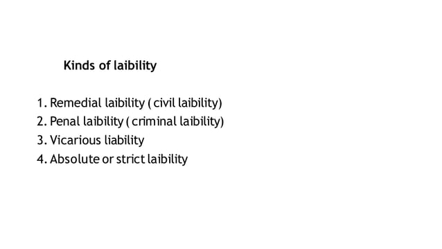 Kinds of liability , general conditions of liability | PPTX | Law