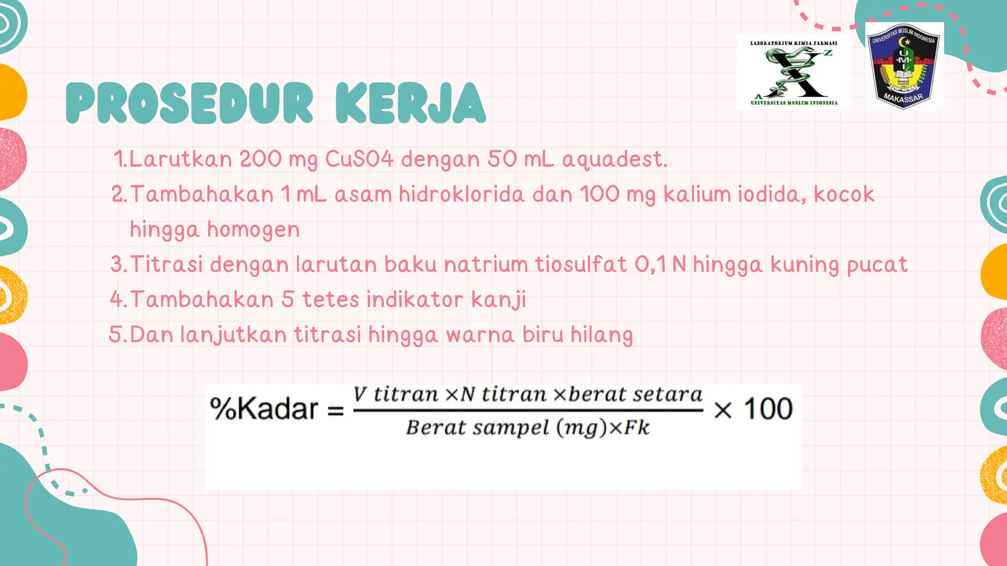 PPT Praktikum Iodometri kimia analisis farmasi | PDF