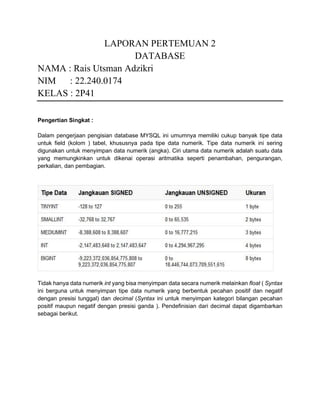 Praktikum Pertemuan 2 ( Tipe Data Numerik ) | PDF