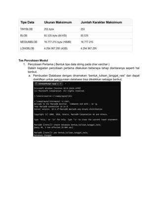 Laporan Praktikum 3 Sistem Basis Data ( Data String ) | PDF