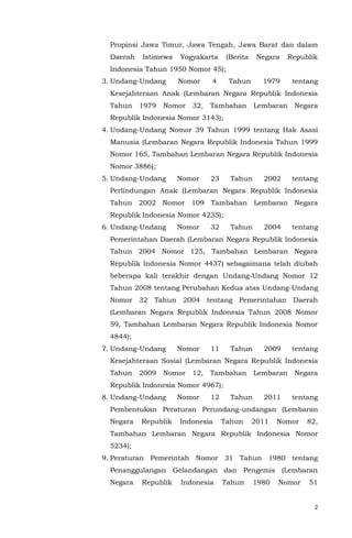 perda nomor 4 tahun 2013 ttg pembinaan anak jalanan, gelandangan dan pengemis | PDF