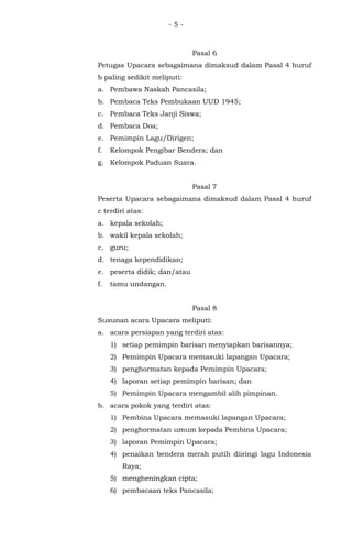 Salinan permen 22 tahun 2018 pedoman upacara bendera | PDF