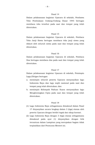 Salinan permen 22 tahun 2018 pedoman upacara bendera | PDF