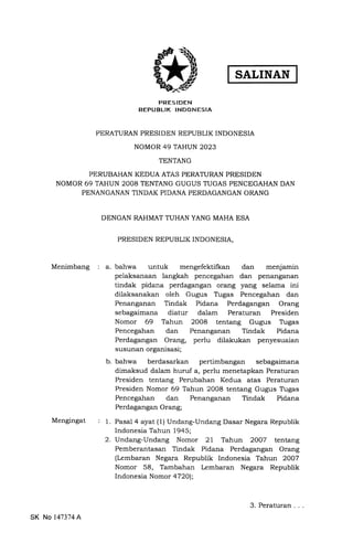 Salinan Perpres Nomor 49 Tahun 2023 | PDF