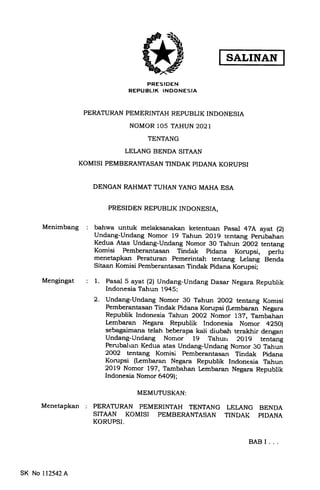 Salinan PP Nomor 105 Tahun 2021 | PDF
