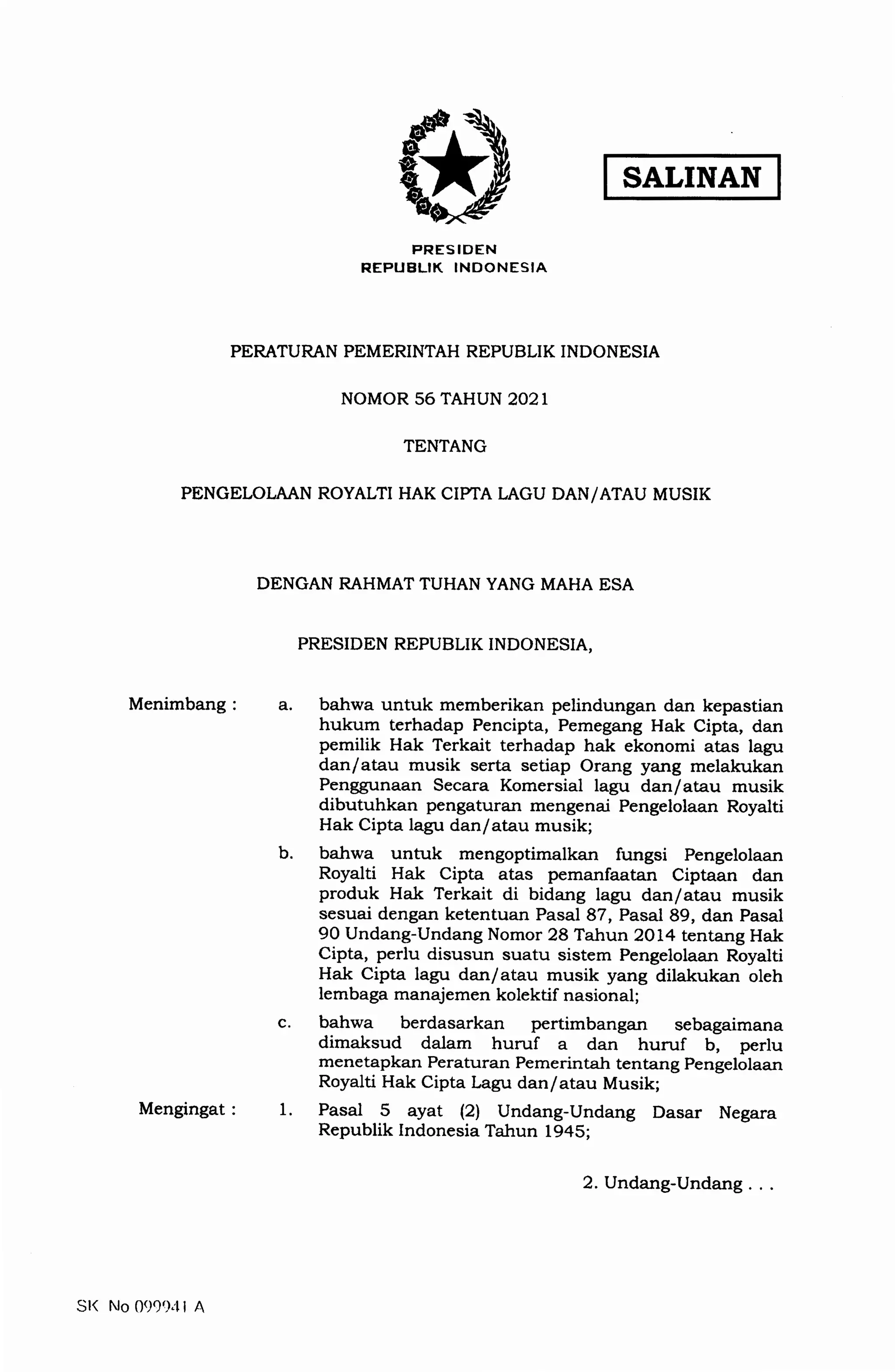 PP Nomor 56 tahun 2021 | PDF