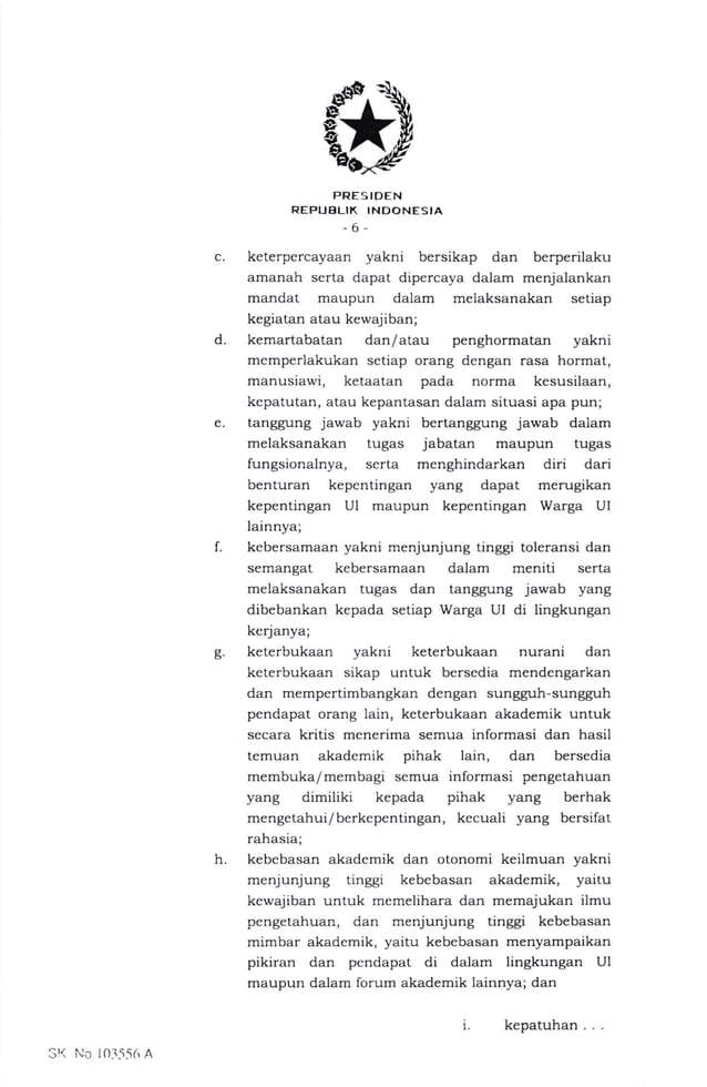 Salinan pp nomor 75 tahun 2021 tentang statuta ui | PDF