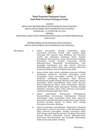 [SALINAN] SK Menteri Nomor 61 Tahun 2024 Penetapan Lokus Pencegahan ...