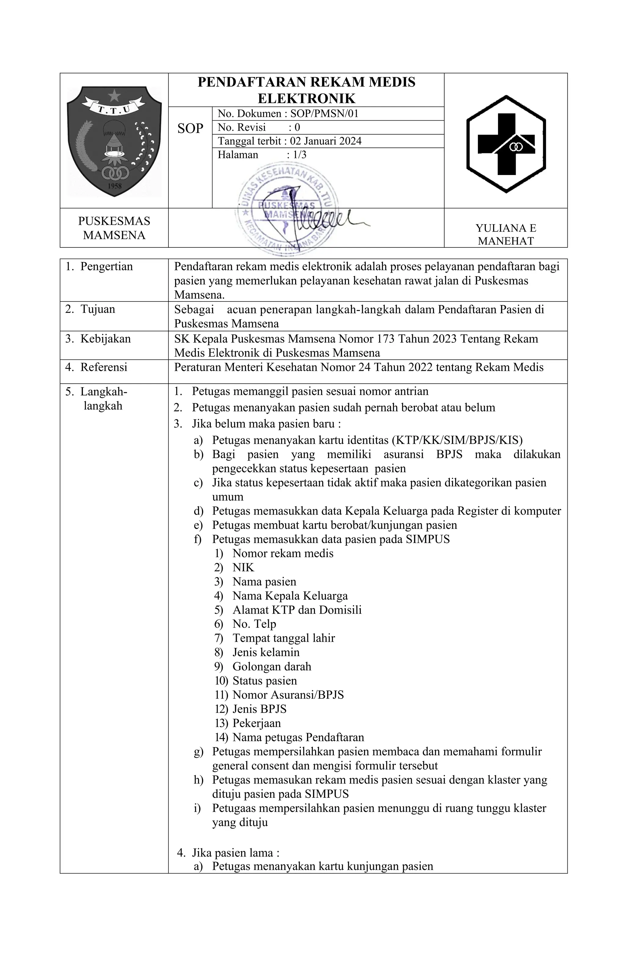 Salinan SOP PENDAFTARAN.docx pada pelaksanaan ILP | DOCX