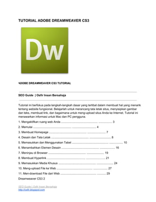 Basic Tutorial to Use dreamweaver cs3 | SEO Guide | PDF