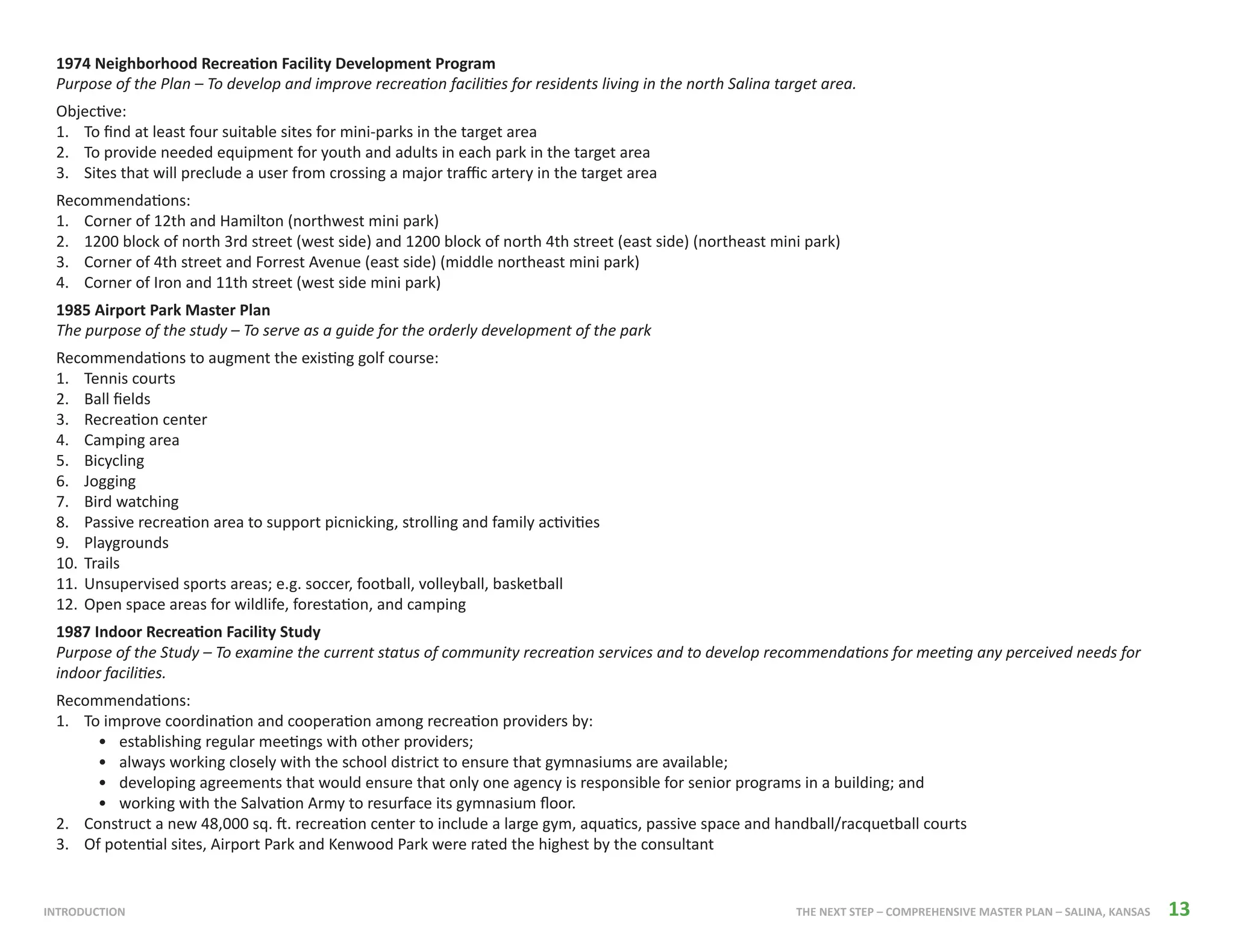 City of Salina Parks and Recreation Master Plan-Section 2 | PPT