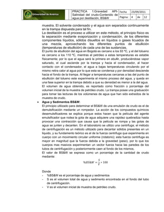 Salinidad en el crudo contenido de agua por destilacion-bs&w | PDF