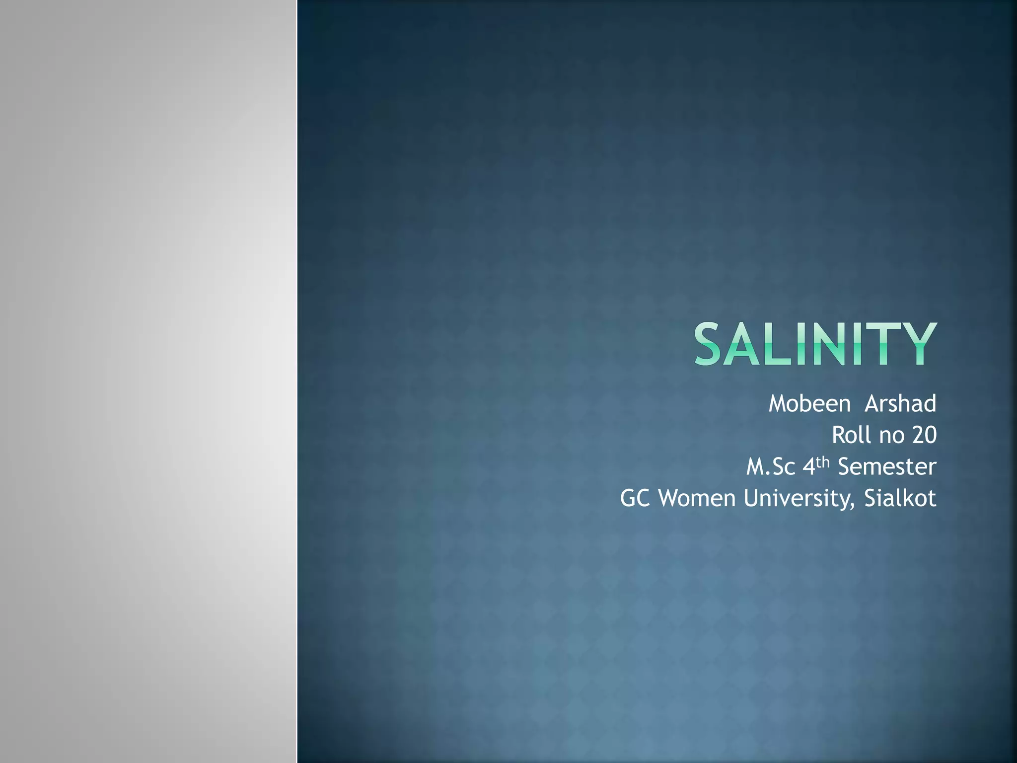 Salinity and Types of Salinity | PPTX