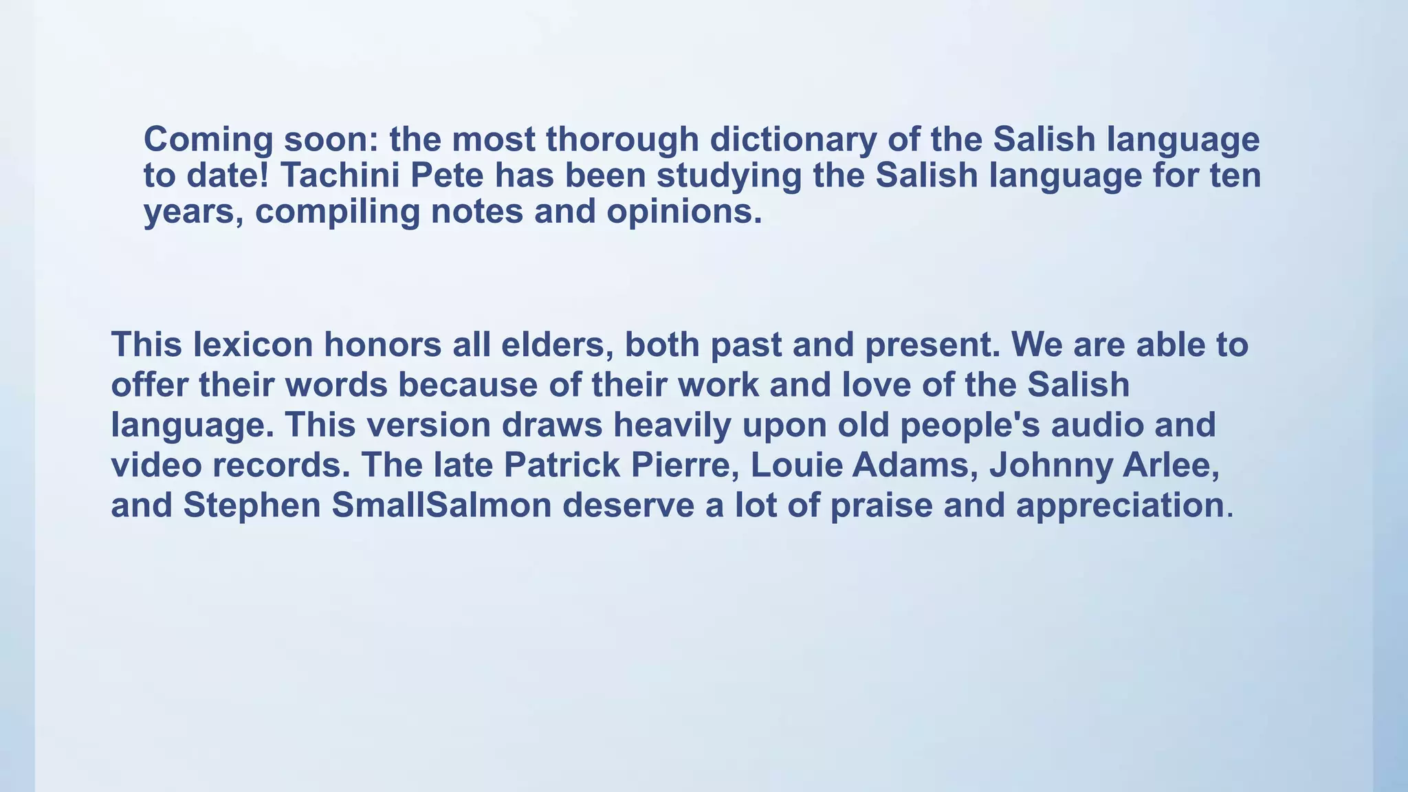 Most Comprehensive Salish Language Dictionary In USA | PPTX